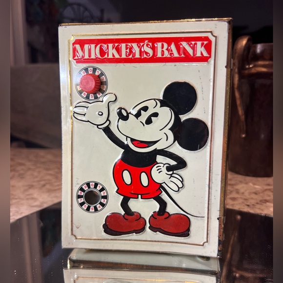 Disney | Other | Vintage Mickey Mouse Metal Safe Or Piggy Bank | Poshmark